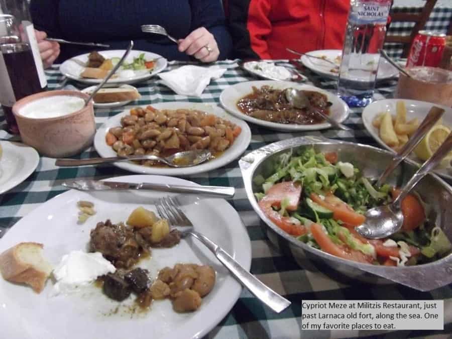 Cypriot Meze at Militzis Restaurant, just part Larnaca's old fort ...